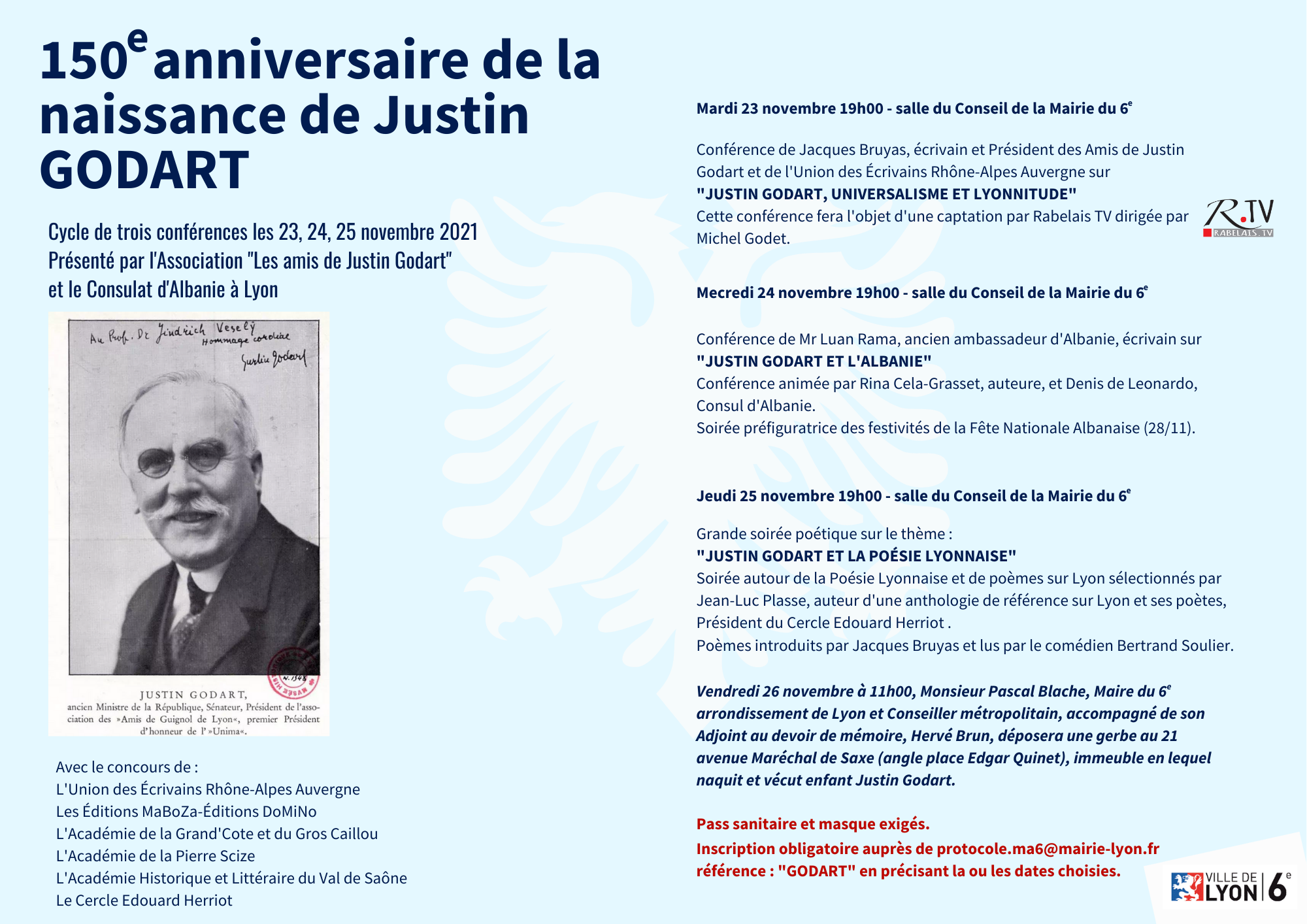 150e anniversaire de la naissance de Justin GODART | Lyon Mairie du 6